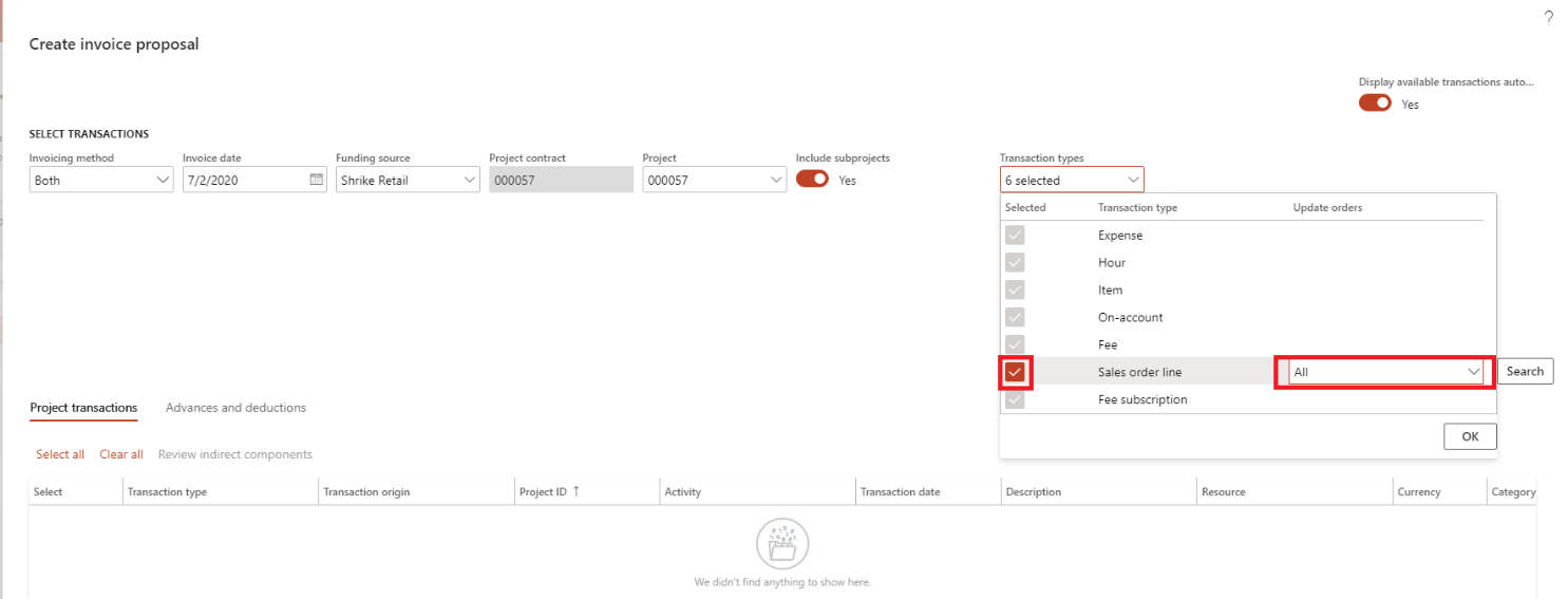 How to See the Project Sales Order Transactions when Creating a Project ...